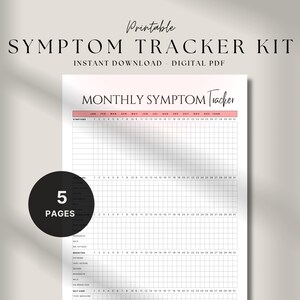 Symptom Printable Tracker | Detailed Symptom Frequency Journal ...