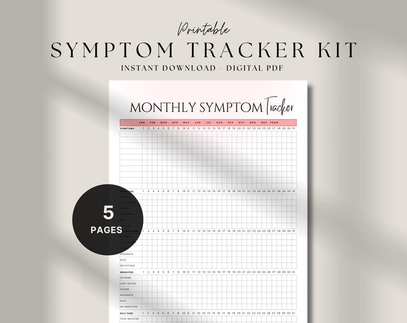 Symptom Printable Tracker | Detailed Symptom Frequency Journal ...
