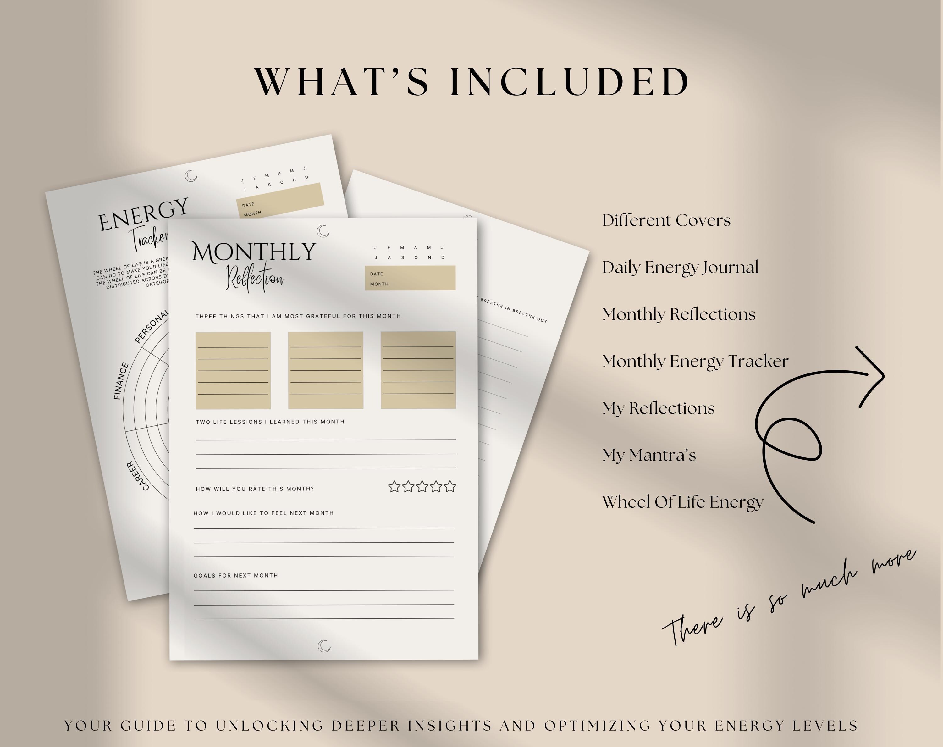 Energy Journal Printable: Guided Wellness, Mood Tracker (PDF Download ...