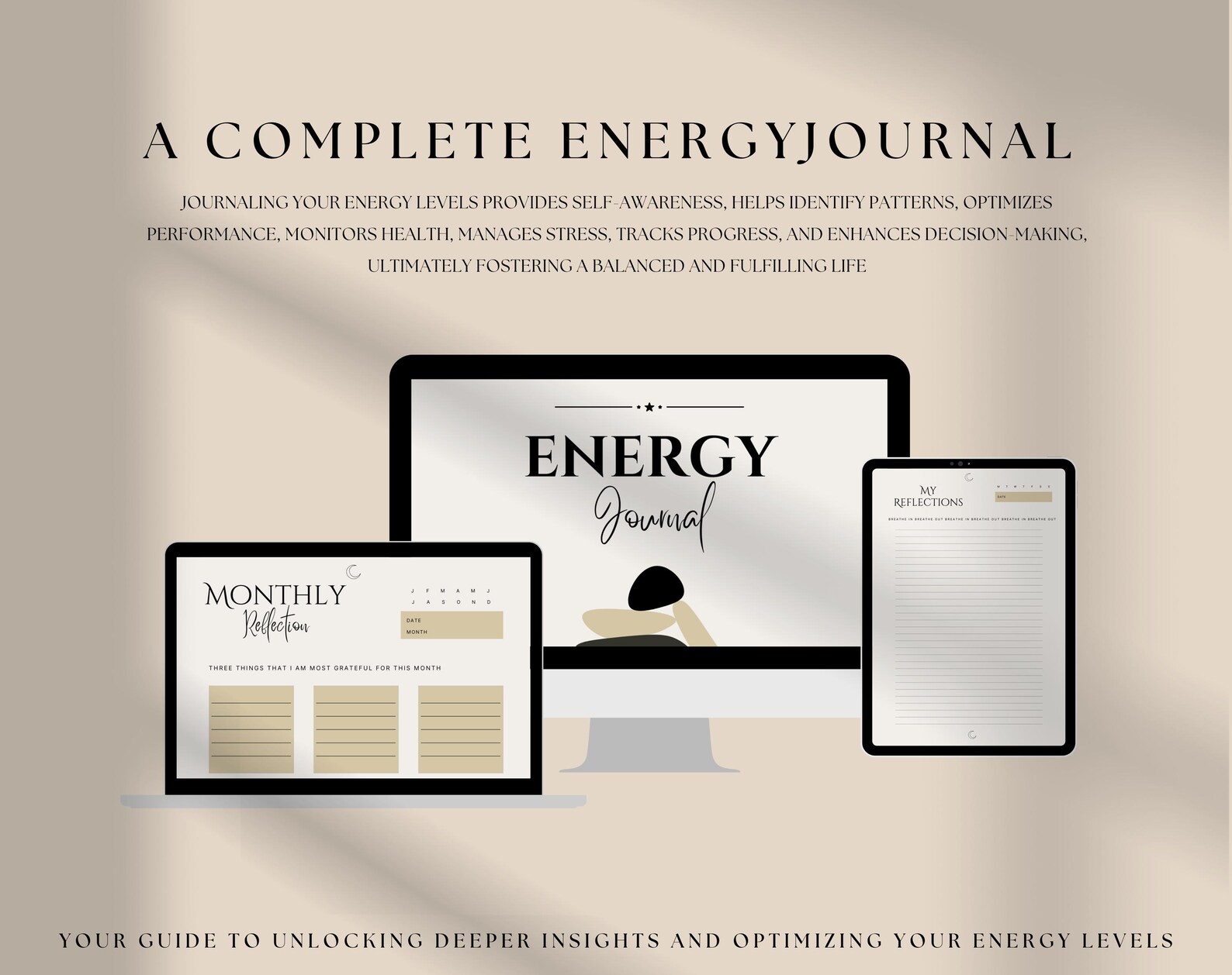 Energy Journal Printable: Guided Wellness, Mood Tracker (PDF Download ...