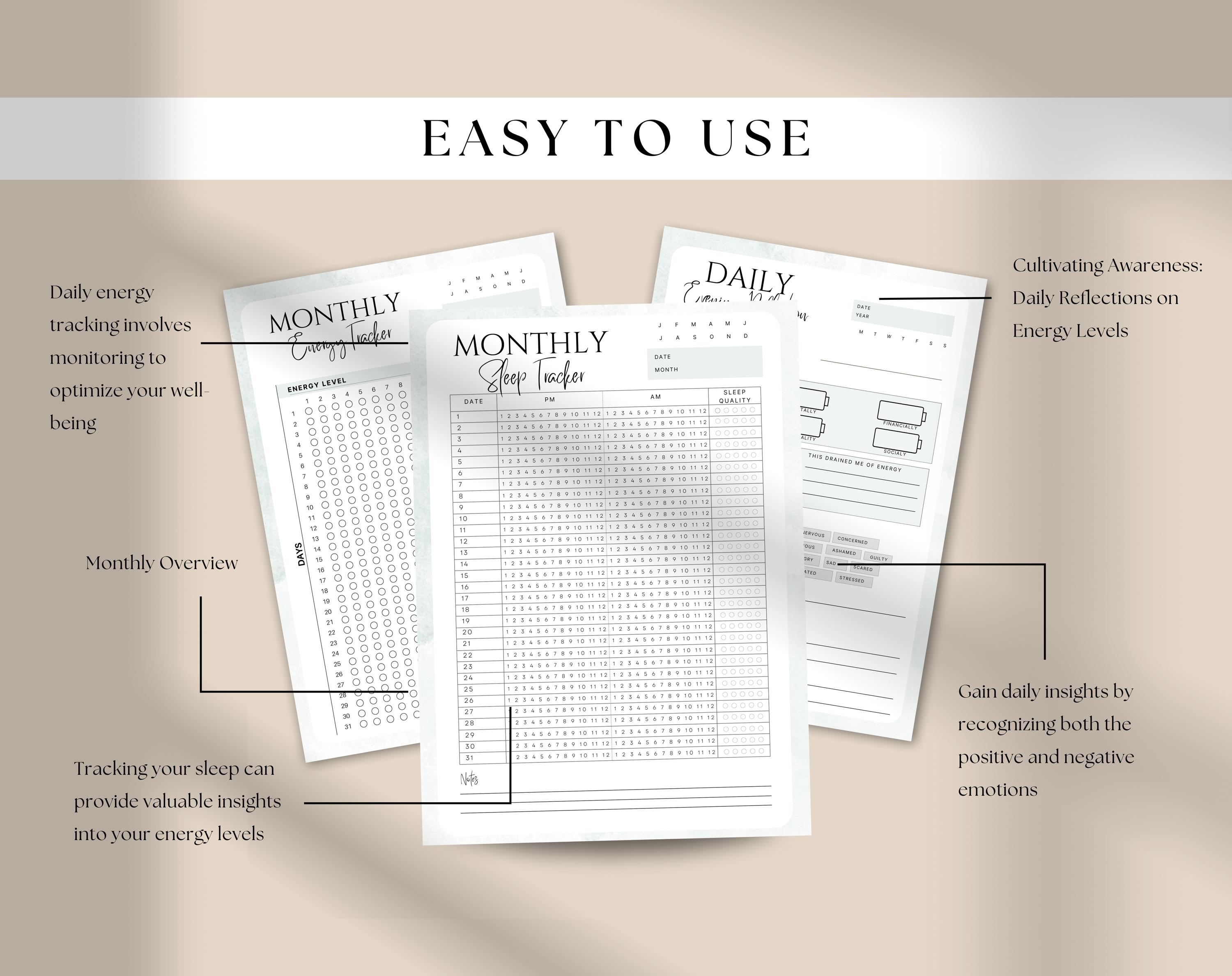 Energy Mental Health Journal|selfcare Insight Planner Burn Out Workbook ...