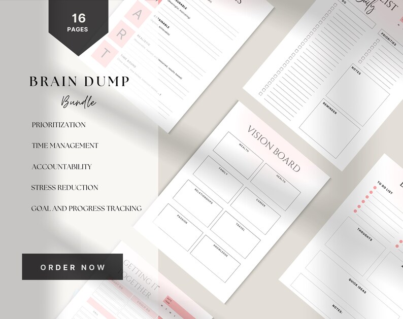 Brain Dump Bundle PDF Printable | ADHD Daily Planner for More ...
