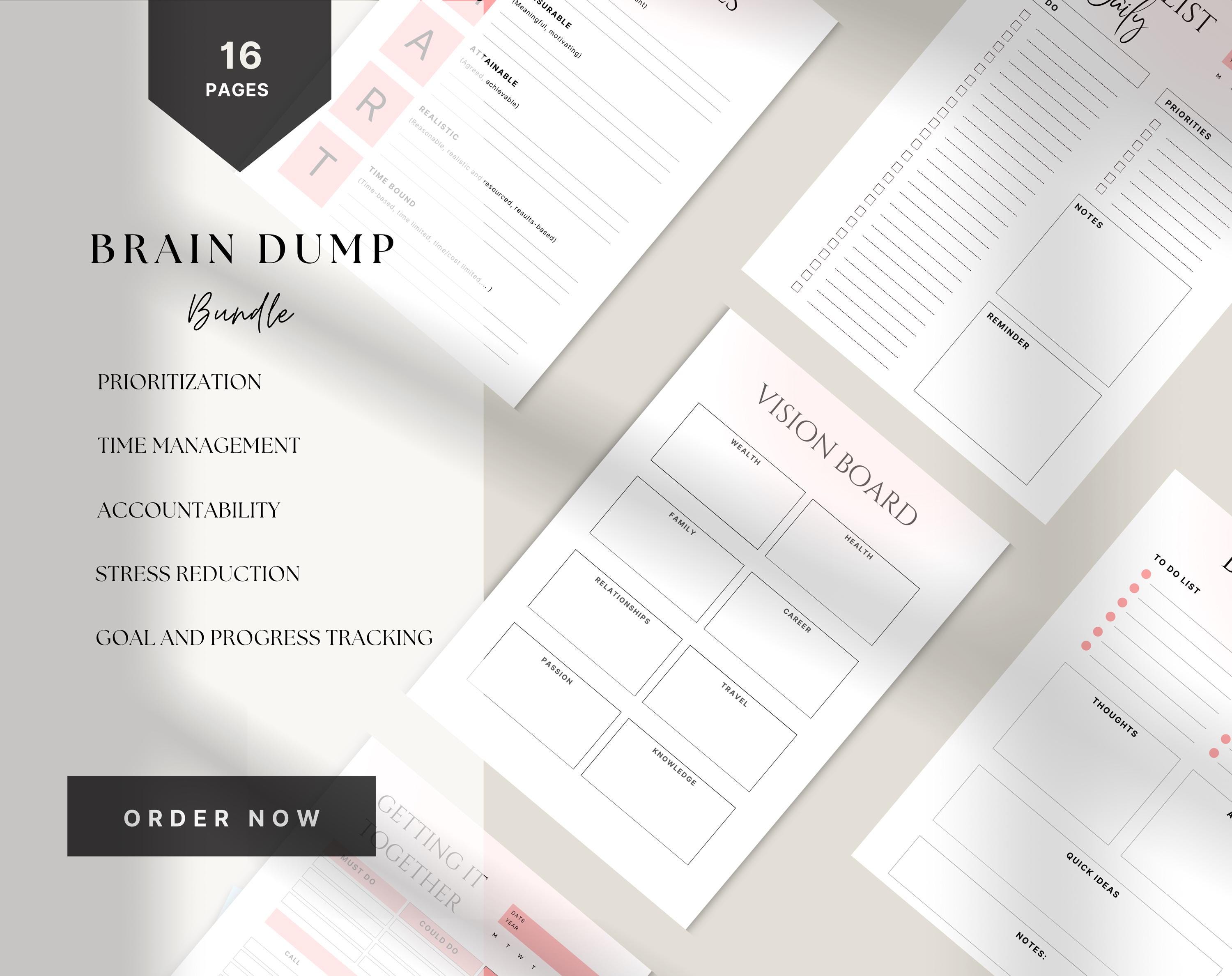 Brain Dump Bundle PDF Printable | ADHD Daily Planner for More ...