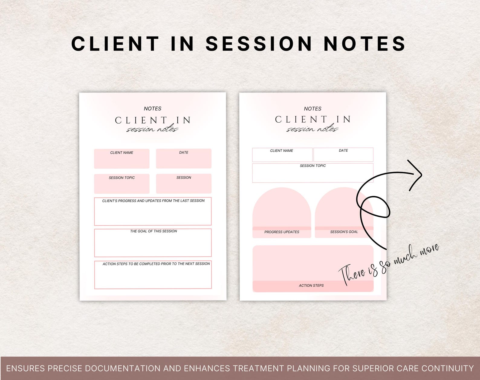 Pink Therapist Session Notes With Client Prep Progress and Goals ...