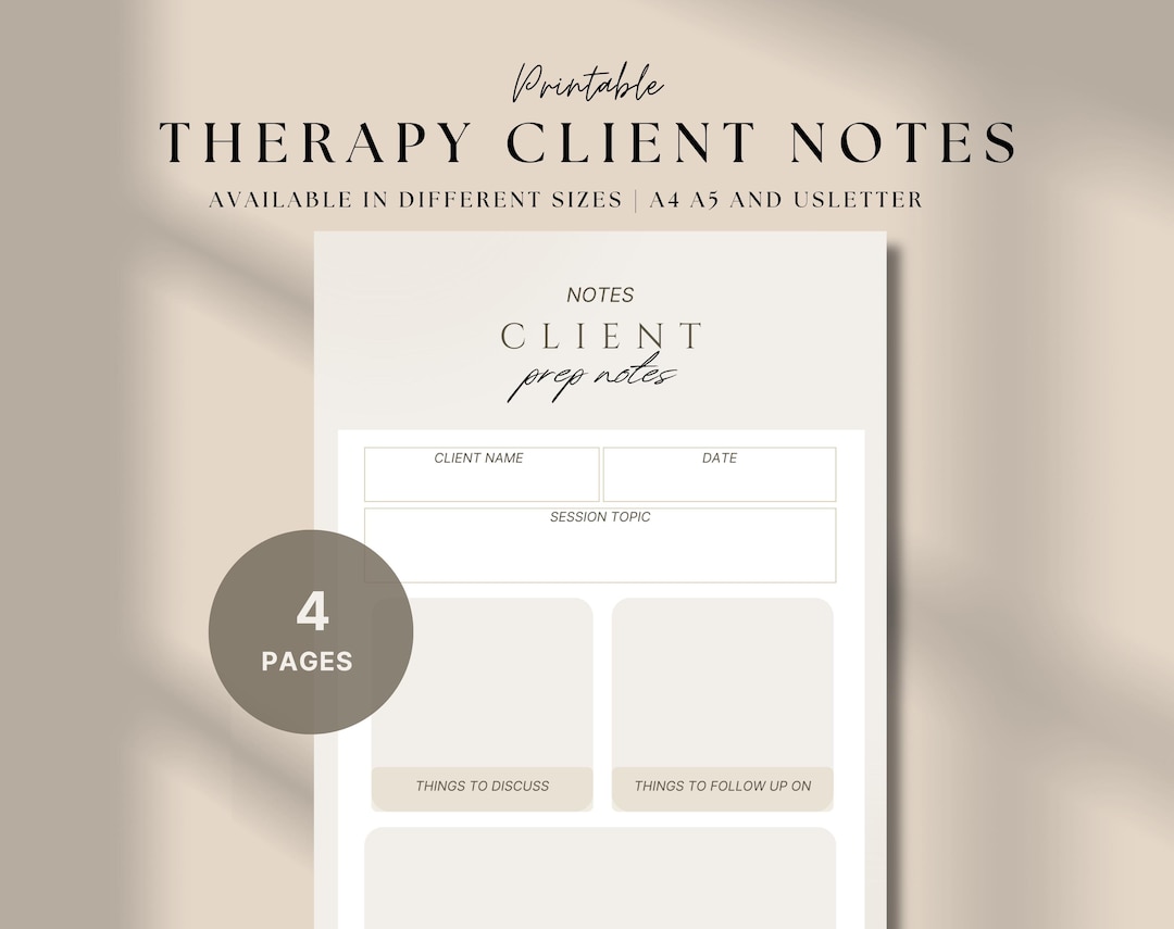 Therapy Session Notes With Client Prep for Progress and Goals Worksheet ...