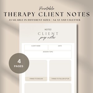 Therapy Session Notes With Client Prep for Progress and Goals Worksheet ...