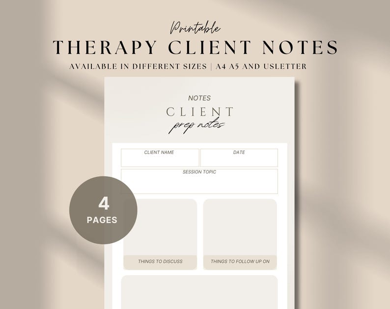 Therapy Session Notes With Client Prep for Progress and Goals Worksheet ...