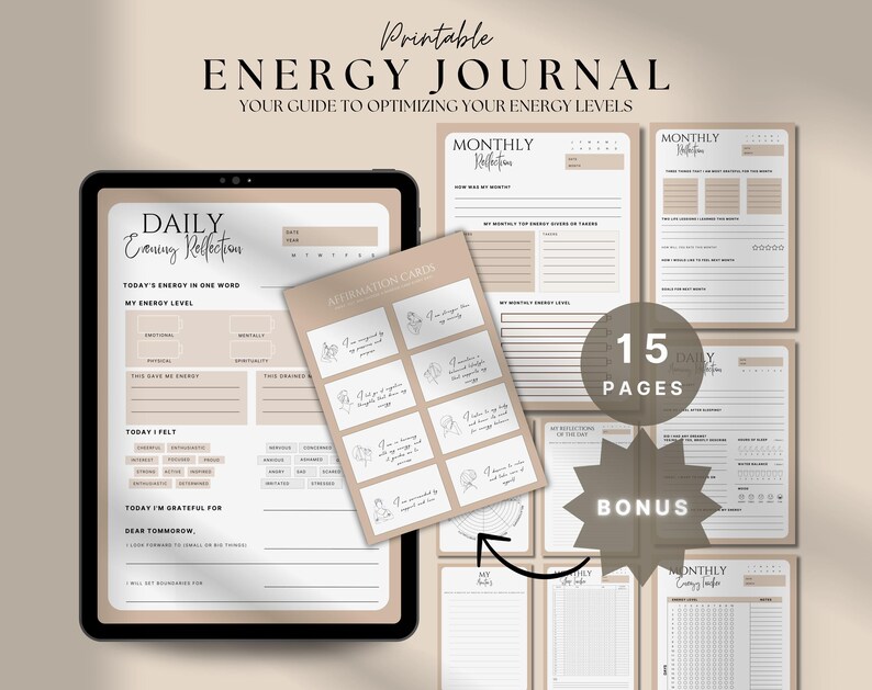 Energy Mental Health Journal|selfcare Insight Planner Burn Out Workbook ...