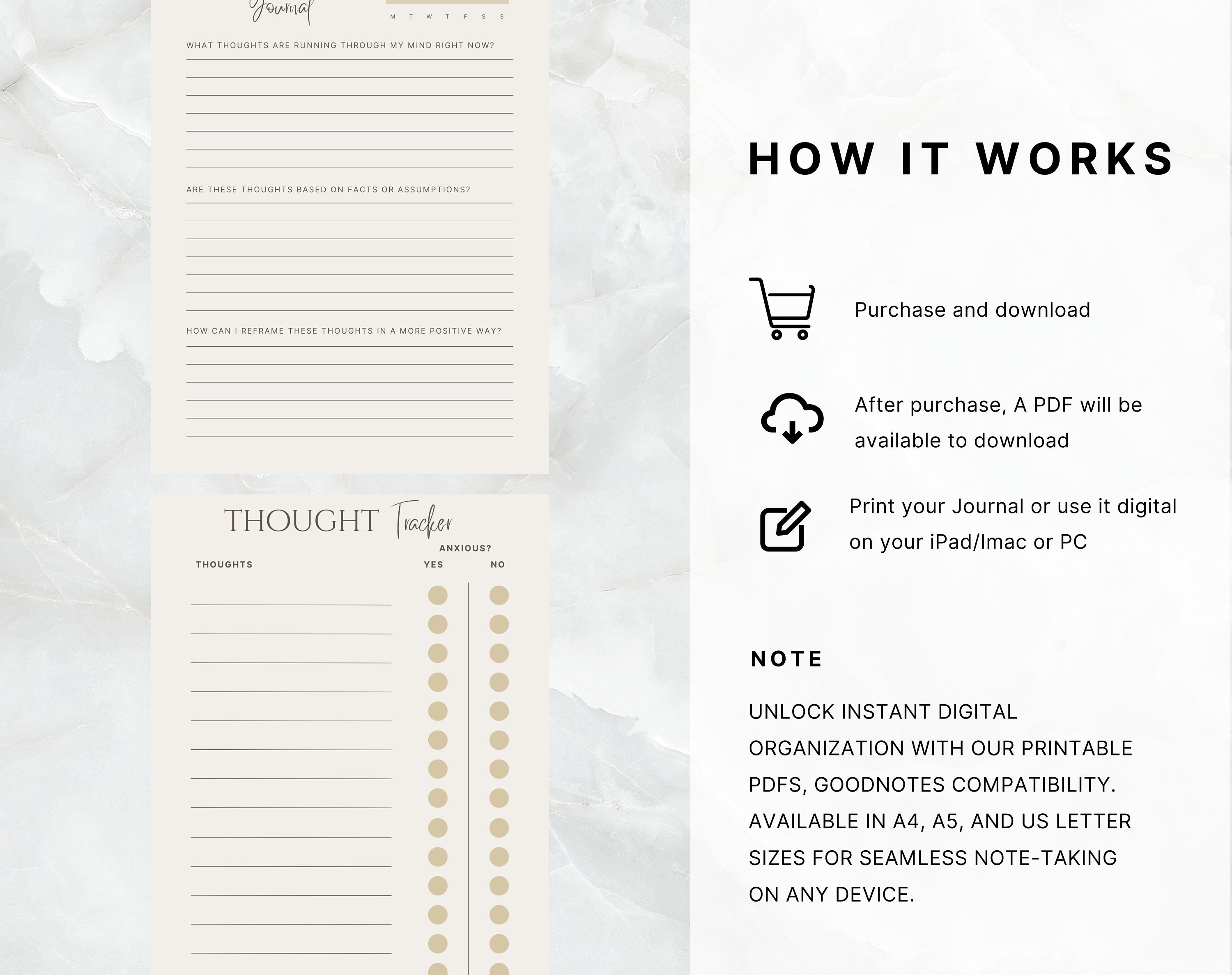 Digital Anxiety Journal, Tracker Worksheets Mood, Relief Workbook for ...