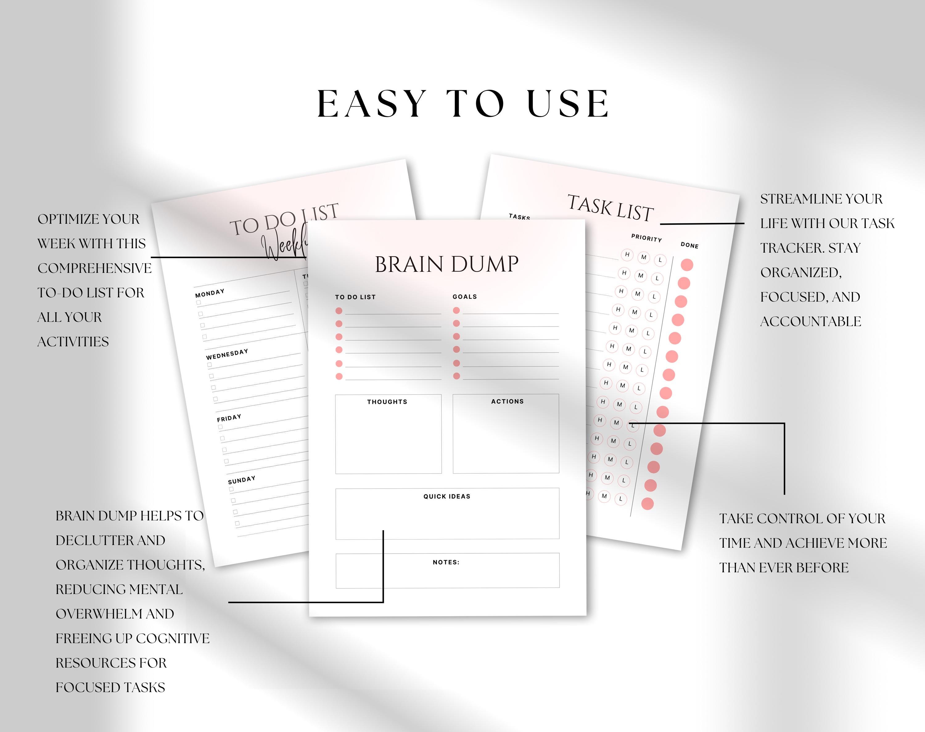 Brain Dump Bundle PDF Printable | ADHD Daily Planner for More ...
