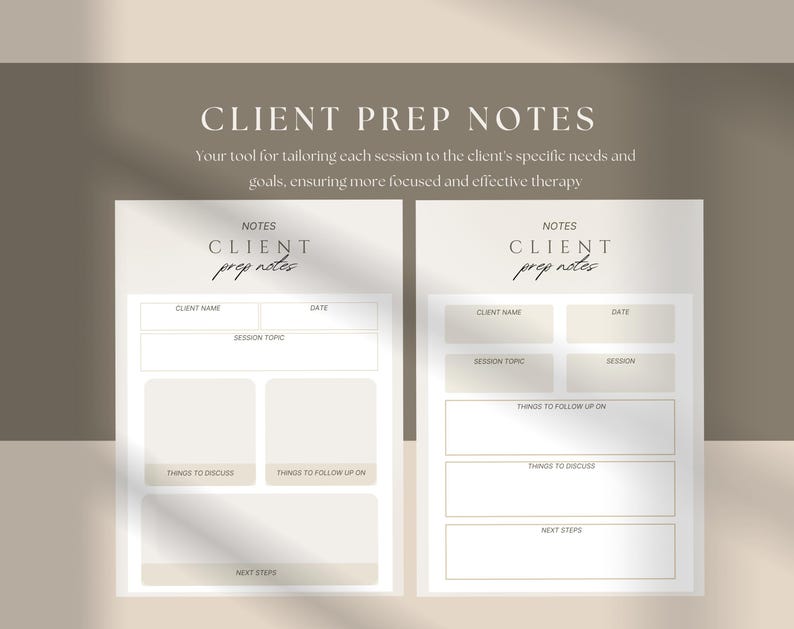 Therapy Session Notes With Client Prep for Progress and Goals Worksheet ...