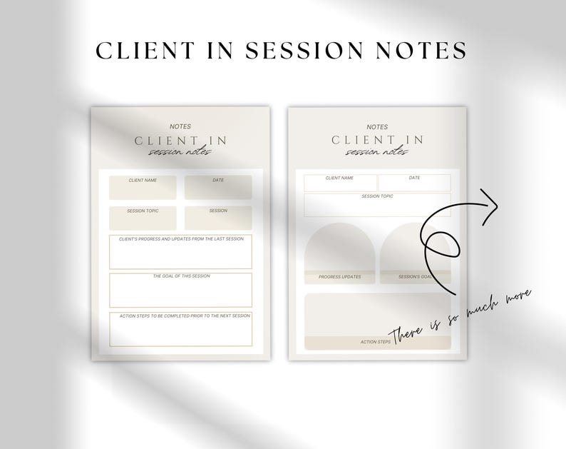 Therapy Session Notes With Client Prep for Progress and Goals Worksheet ...