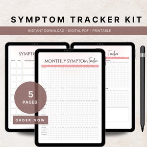 Symptom Printable Tracker Detailed Symptom Frequency Journal Monthly ...