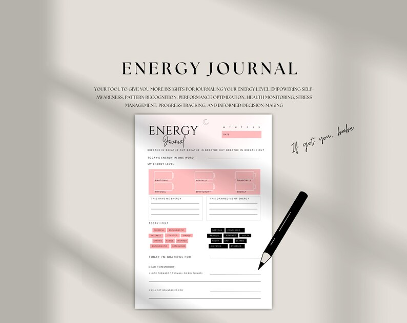 Burnout Journal & Energy Tracker PDF | Mental Health Self-care Planner ...