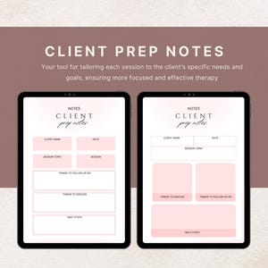 Pink Therapist Session Notes With Client Prep Progress and Goals ...