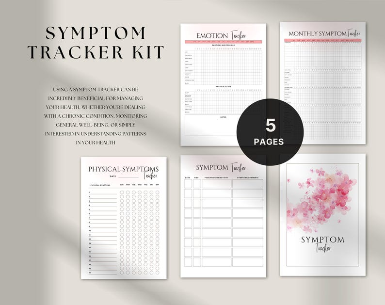 Symptom Printable Tracker | Detailed Symptom Frequency Journal ...