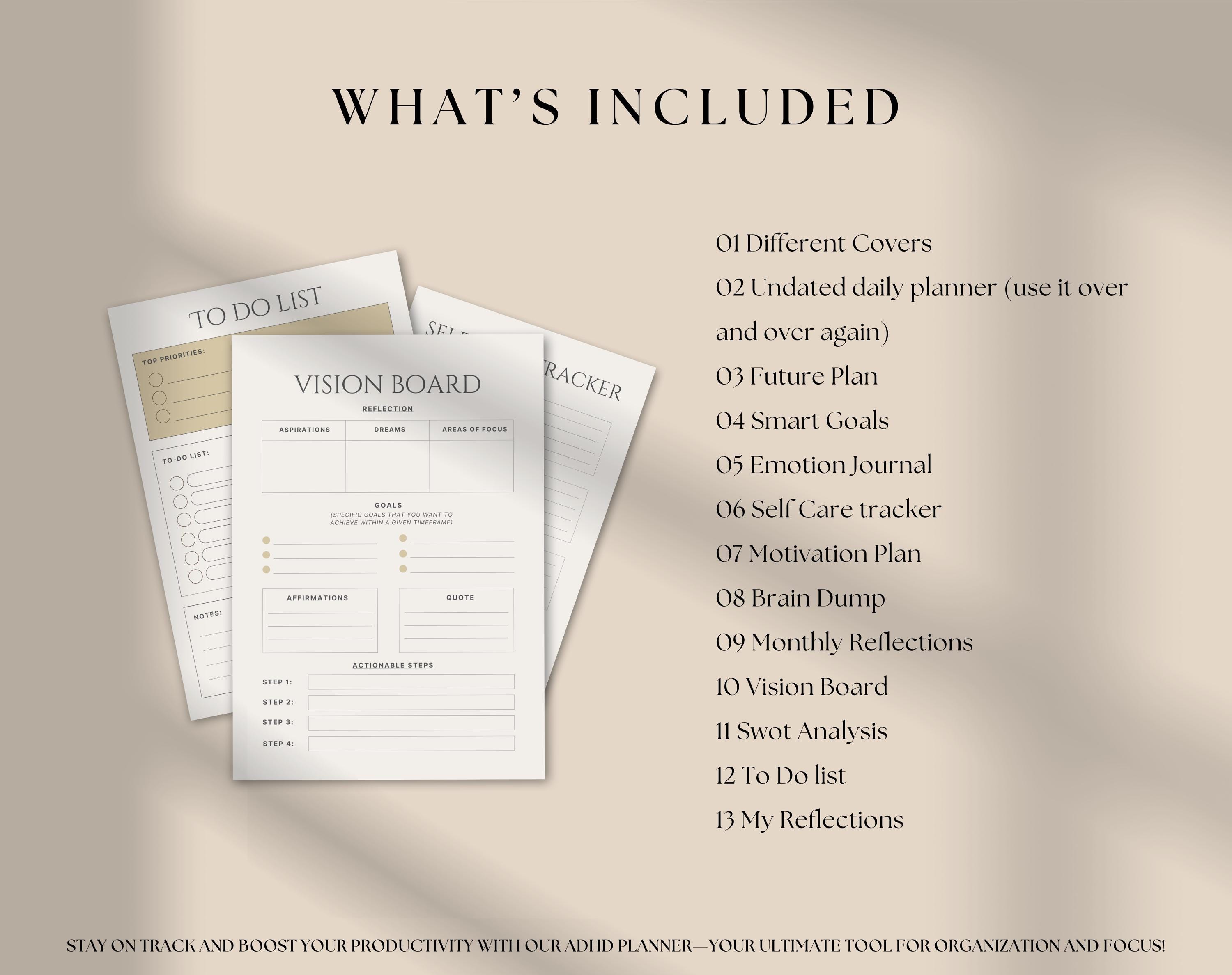 Printable ADHD Planner- Adult ADHD Workbook, Daily - Weekly Organizer ...