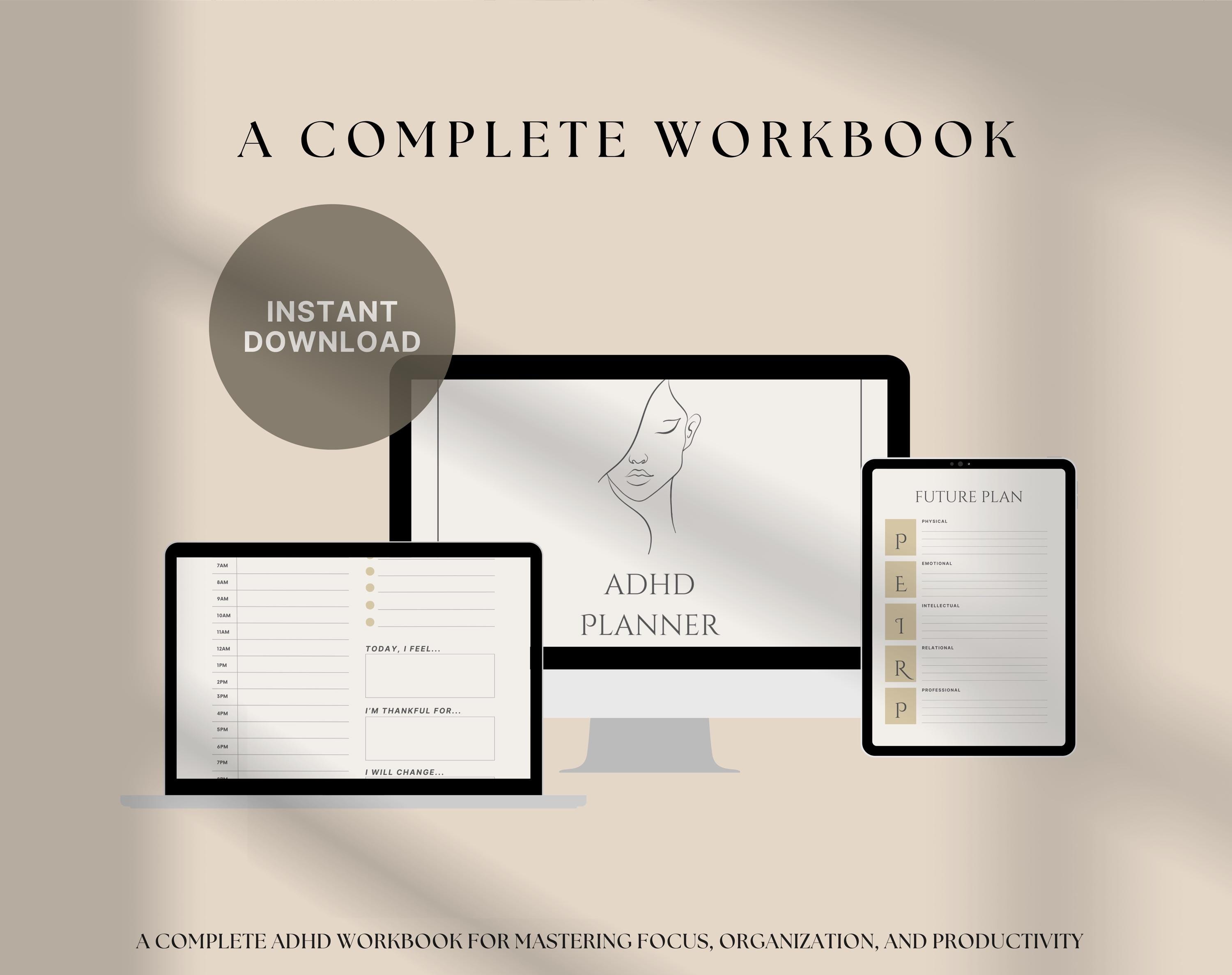 Printable ADHD Planner- Adult ADHD Workbook, Daily - Weekly Organizer ...