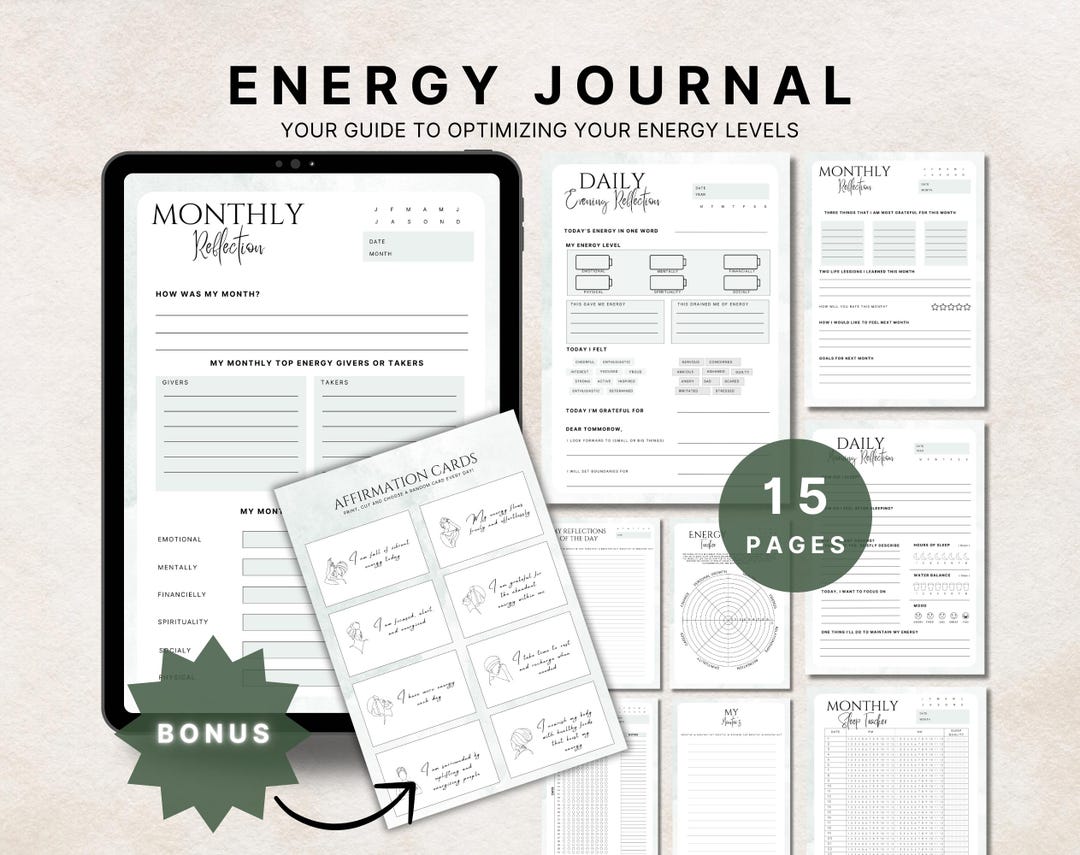 Energy Mental Health Journalselfcare Insight Planner Burn Out ...