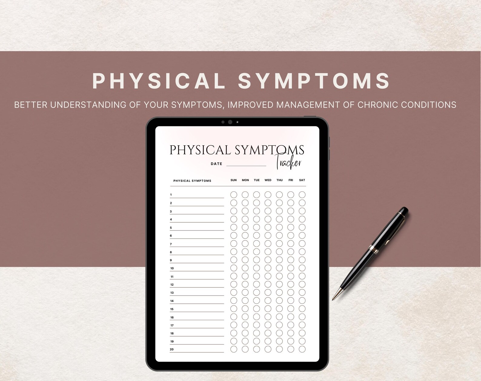 Symptom Printable Tracker Detailed Symptom Frequency Journal Monthly ...