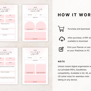 Pink Therapist Session Notes With Client Prep Progress and Goals ...