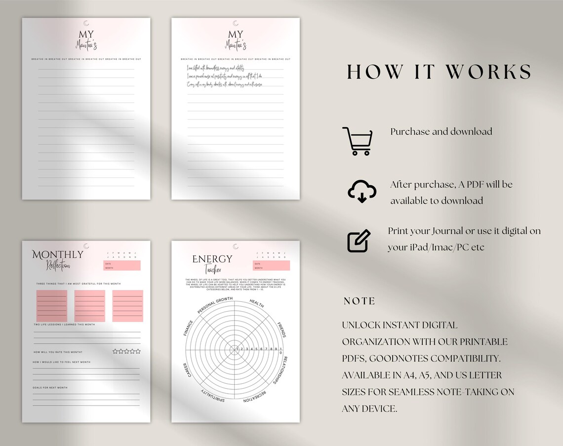 Burnout Journal & Energy Tracker PDF | Mental Health Self-care Planner ...