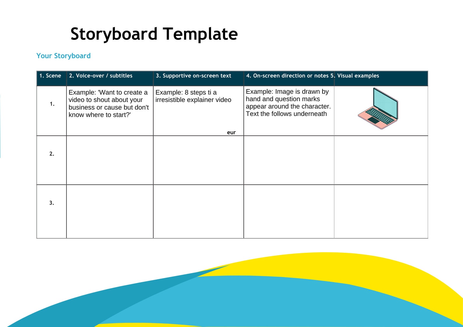 Visual Storyboard Template for Lesson Planning and Film Projects ...