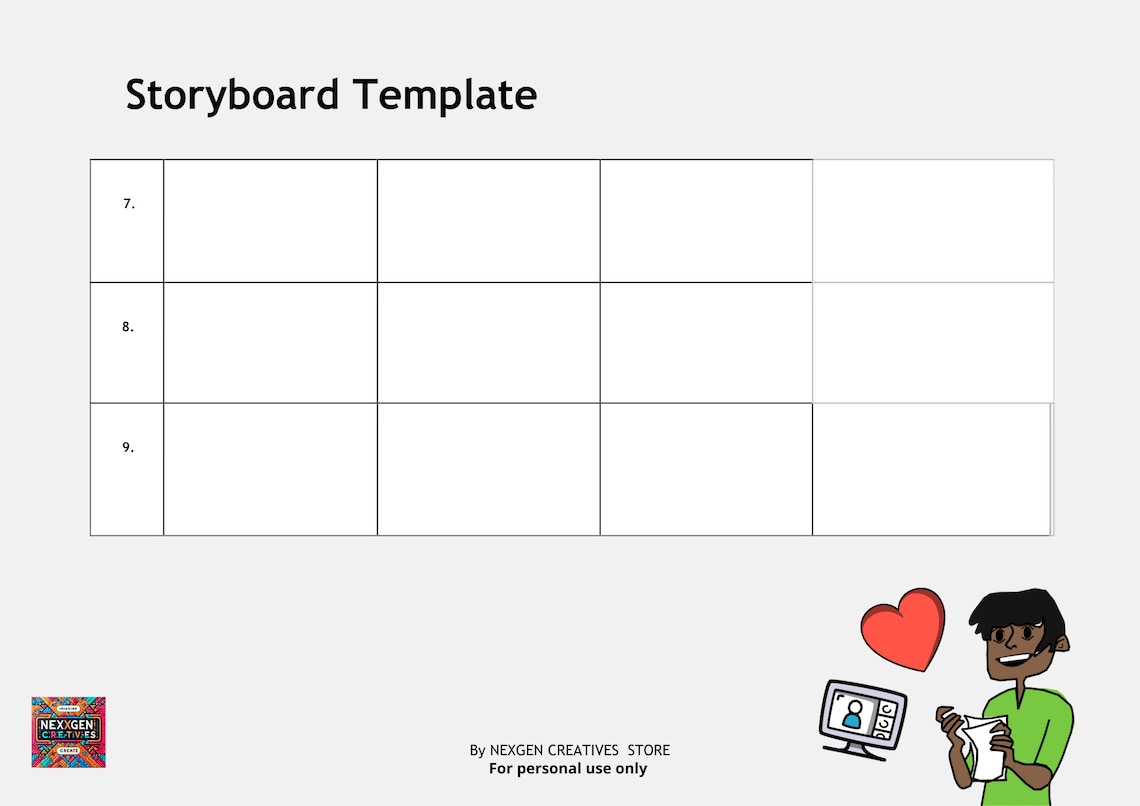 Visual Storyboard Template for Lesson Planning and Film Projects ...