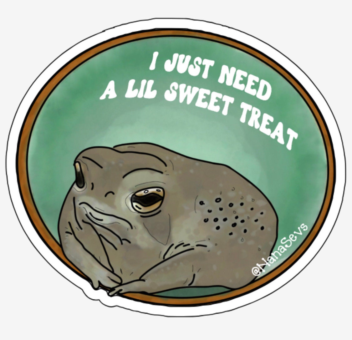 Grumpy Frog Sweet Treat Vinyl Sticker. - Etsy