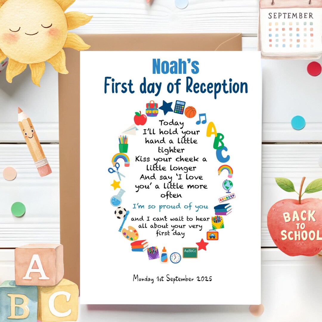 First Day of School Card | First Day of Primary School | New School ...