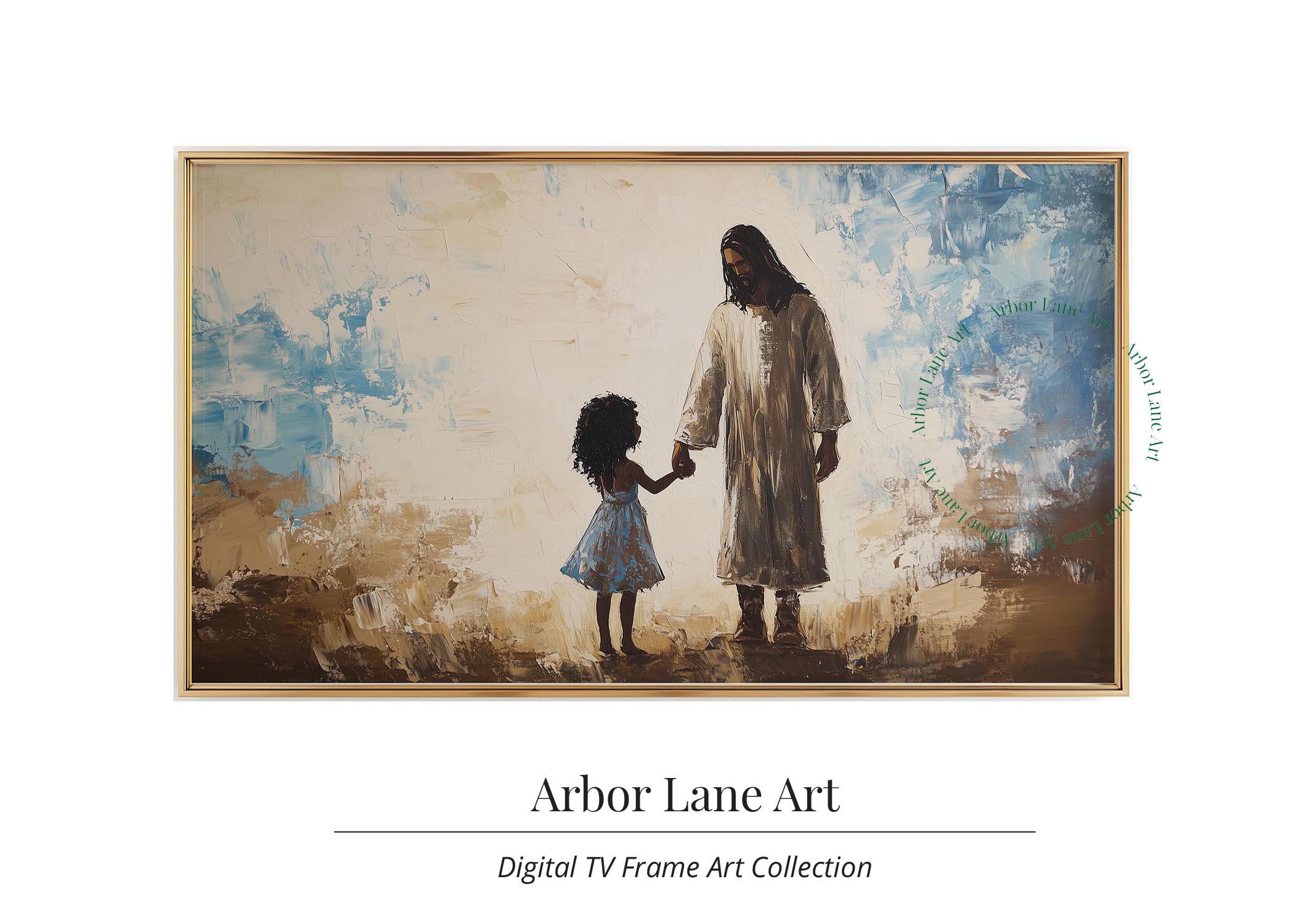Jesus Christ Holding Hands With a Beautiful Little Black Girl, Baptism ...