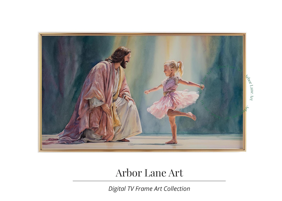 Jesús y una niña bailando, Cristo y los niños, Acuarela cristiana ...