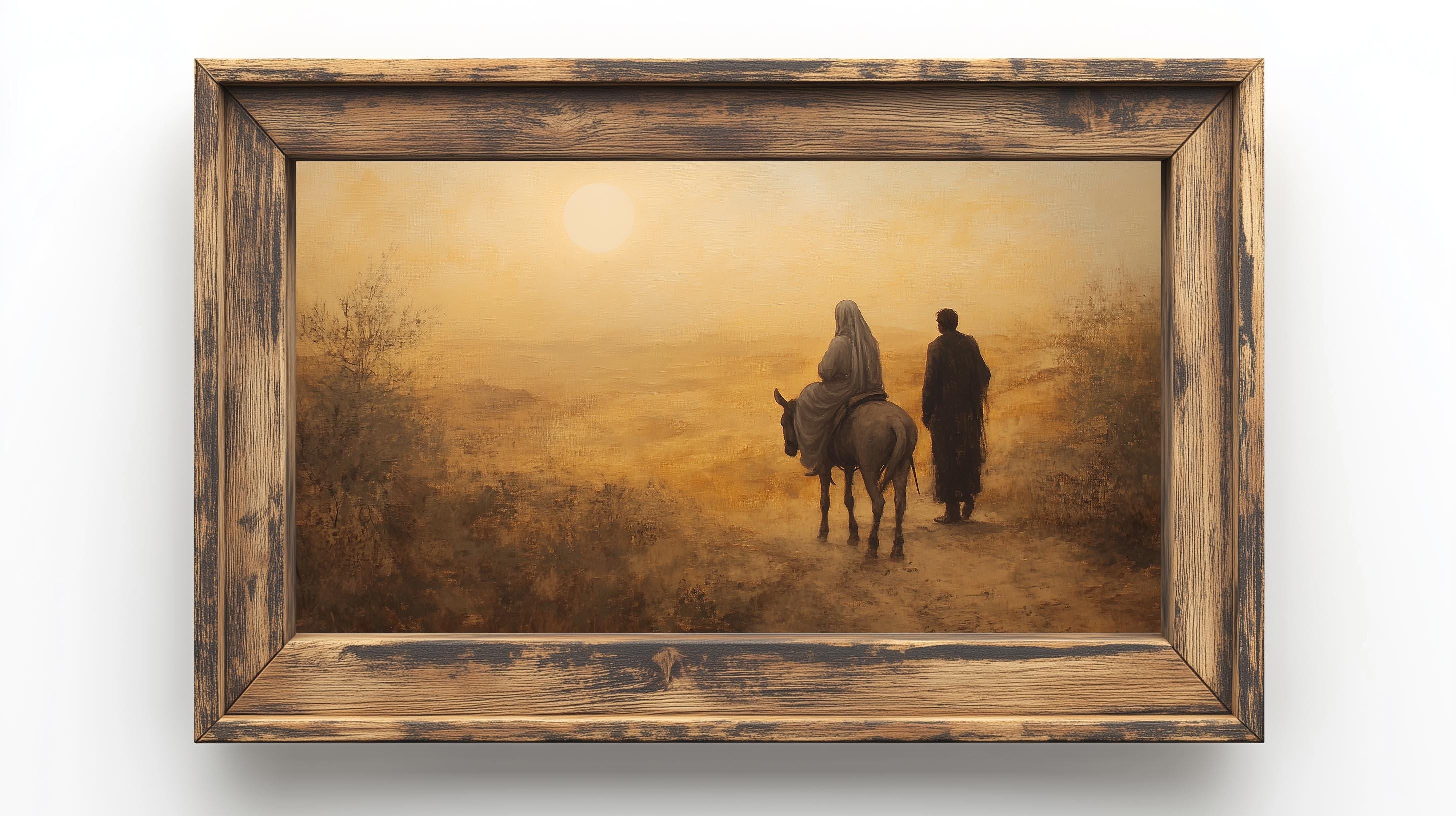 Mary and Joseph Traveling by Donkey to Bethlehem, Christmas Story ...