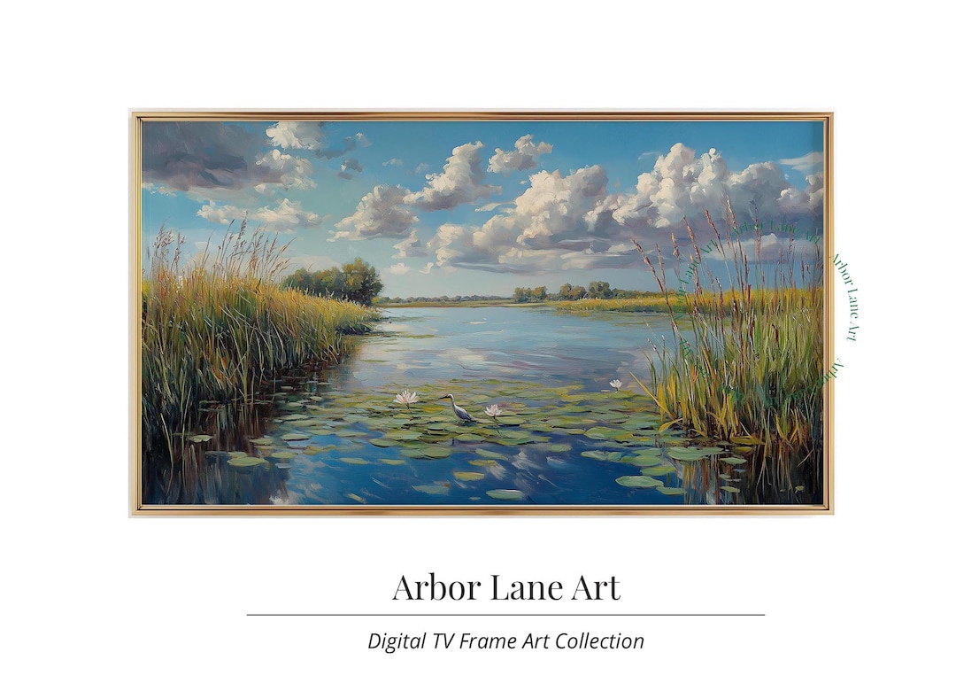 Nature Water Landscape, Wetlands Waterway With Reeds, Lily Pads, Rivers ...