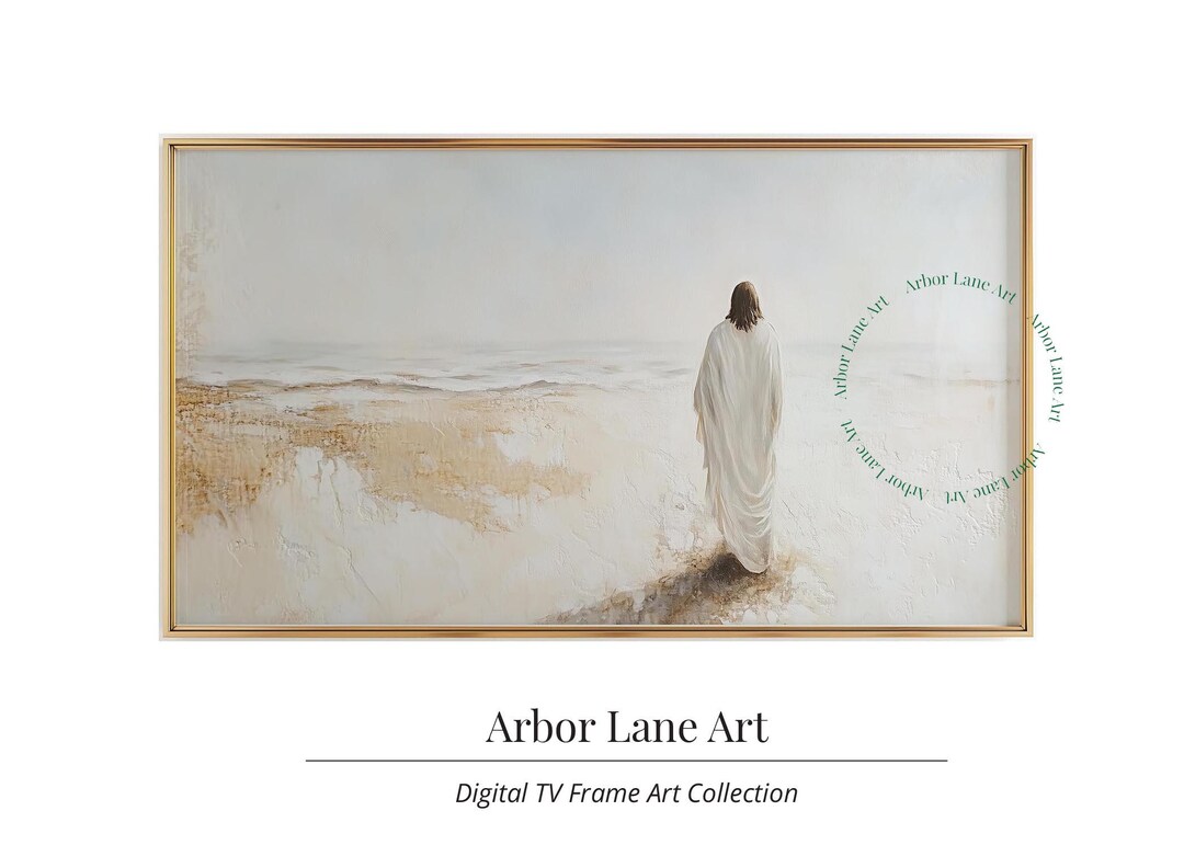 Neutral Tones Minimalist Painting With Jesus Christ, Modern Christian ...