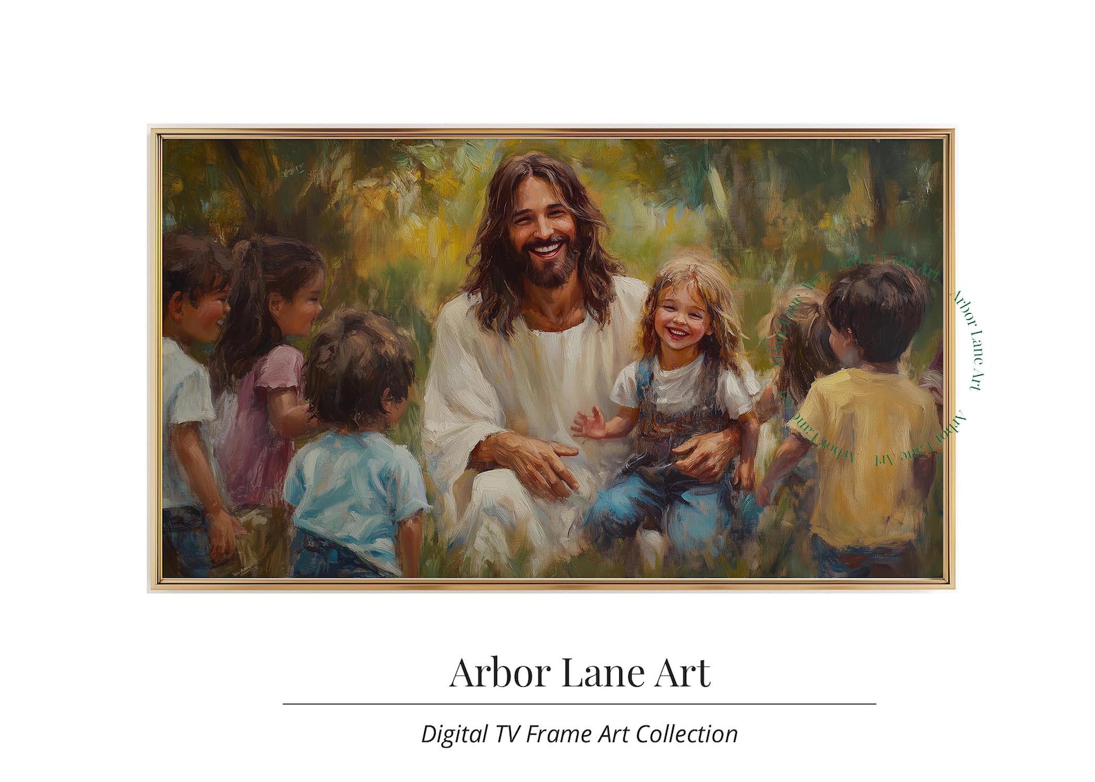 Jesus Christ Laughing With a Group of Children, Happy Christian Art ...