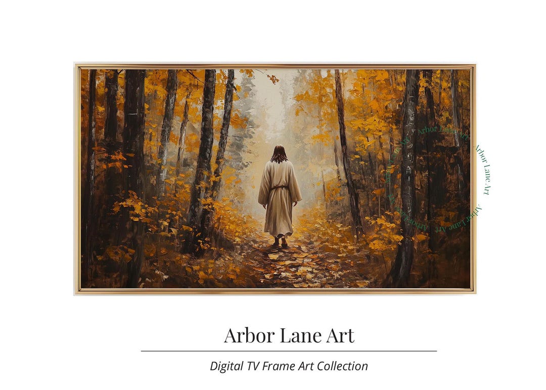 Jesus Christ Walking in a Colorful Fall Foliage Autumn Forest ...