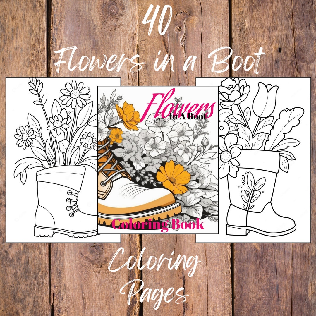 Flowers in A Boot: Coloring Book - Etsy