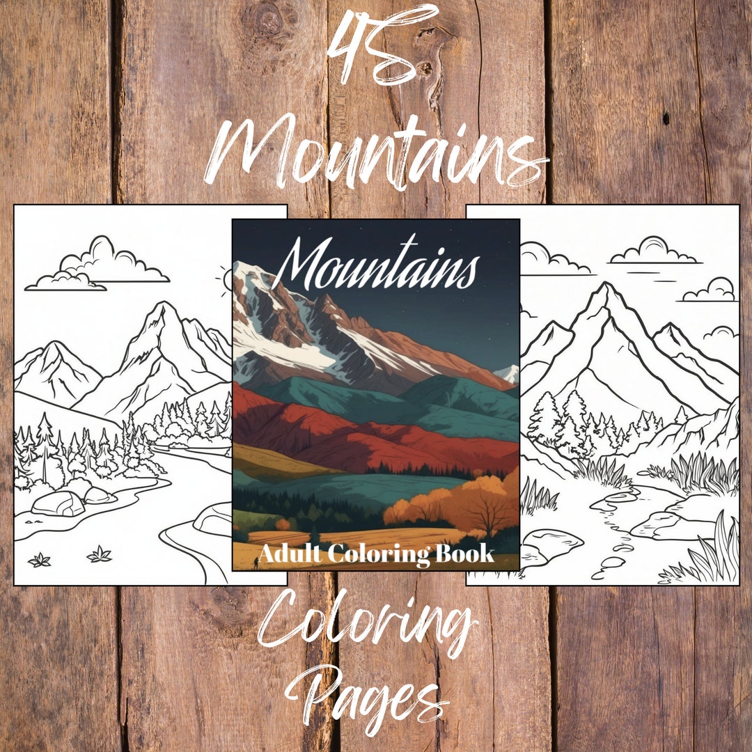 Mountains: Adult Coloring Book - Etsy