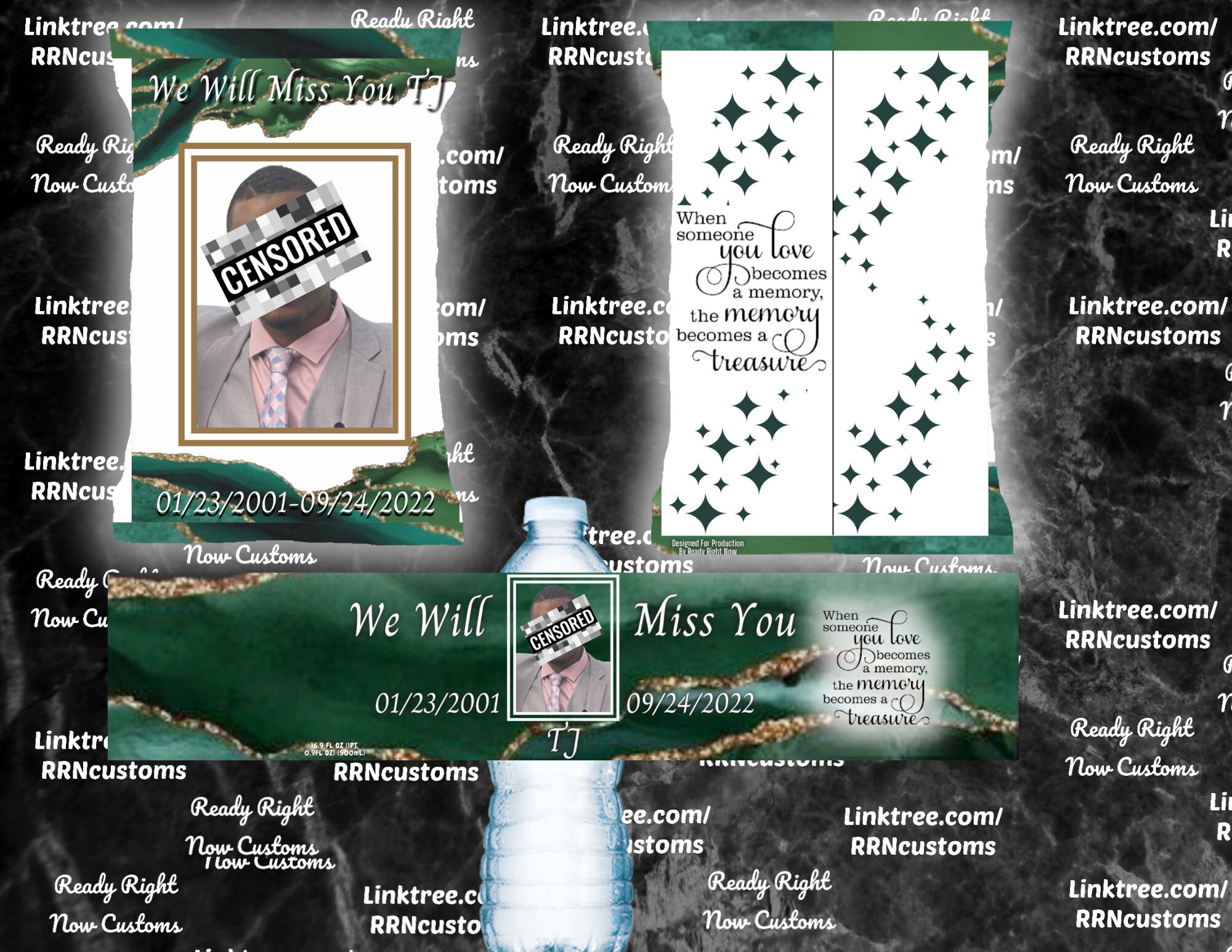 Editable Green Memorial Chip/party Bag - Etsy