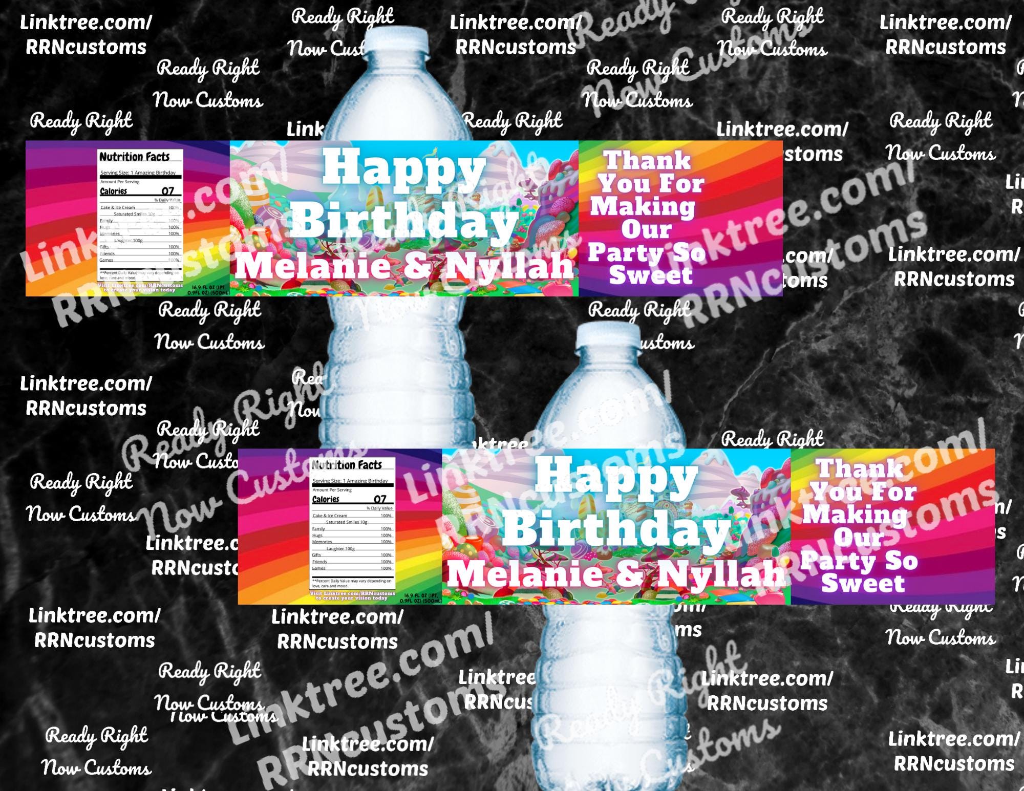 Editable Candyland Water Bottle Label (mini and Normal Size) - Etsy