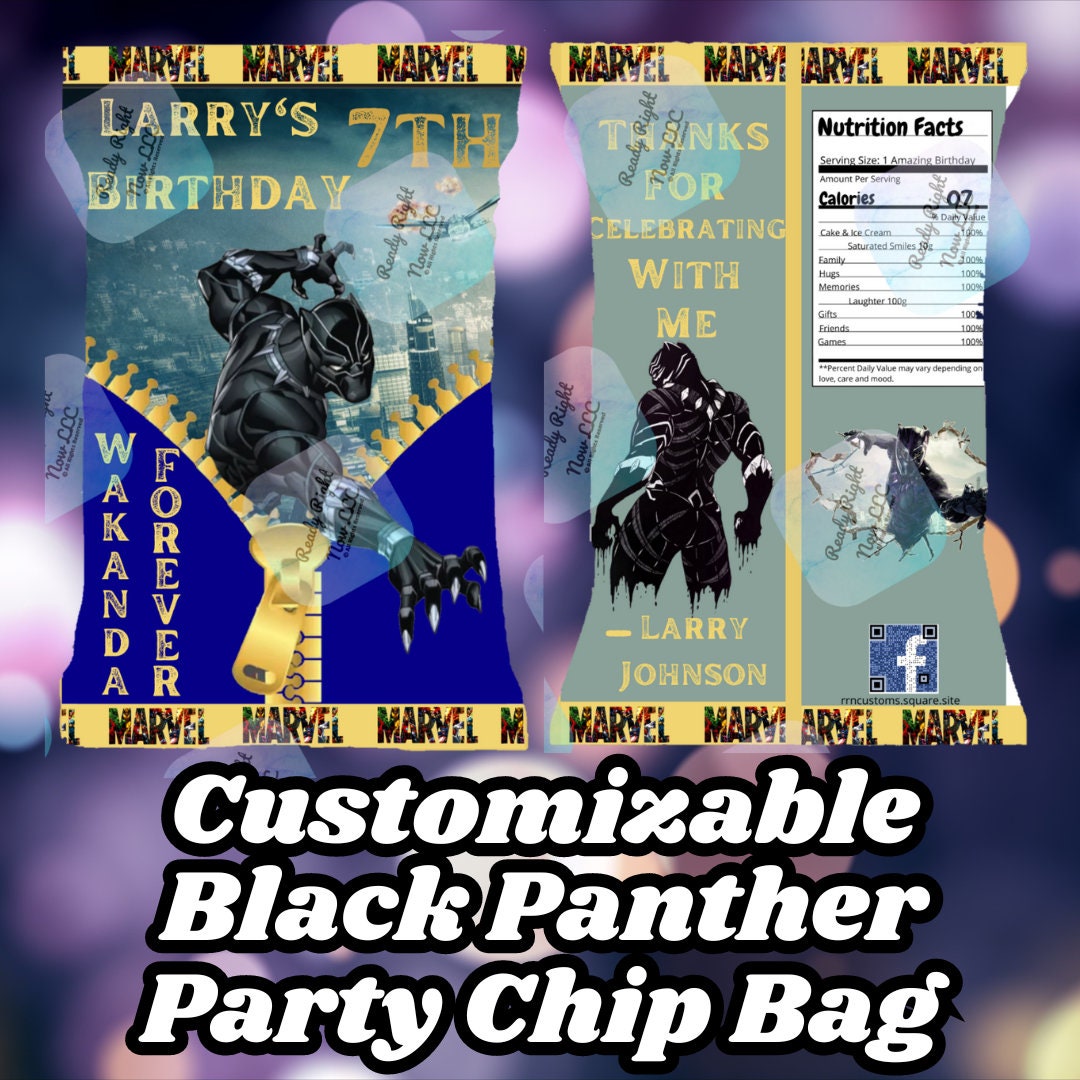 Editable Black Panther Zipper Chip/party Bag - Etsy