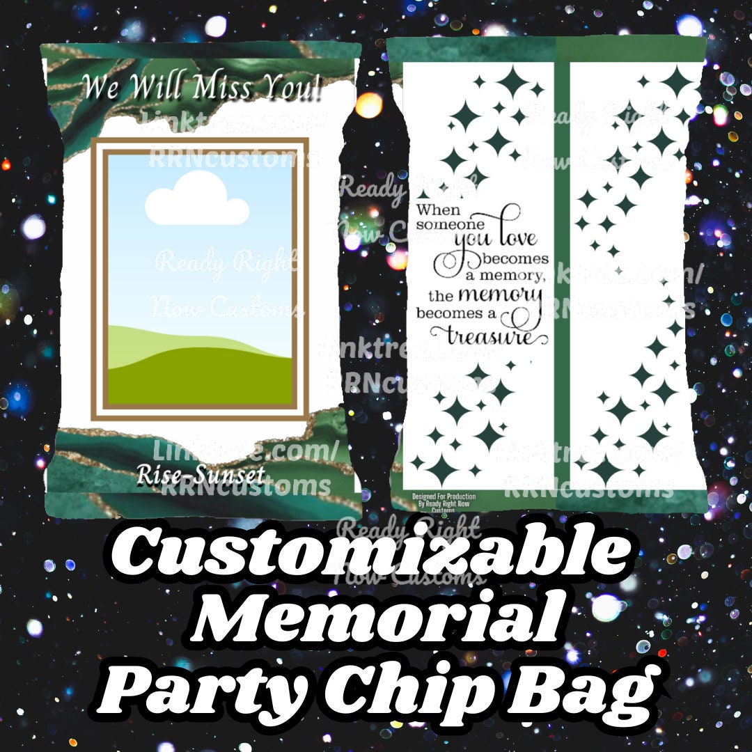 Editable Green Memorial Chip/party Bag - Etsy