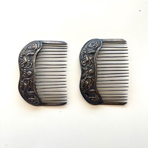 Vintage Chinese Silver Hair Comb With “twin Dragon Playing Pearl” Motif ...