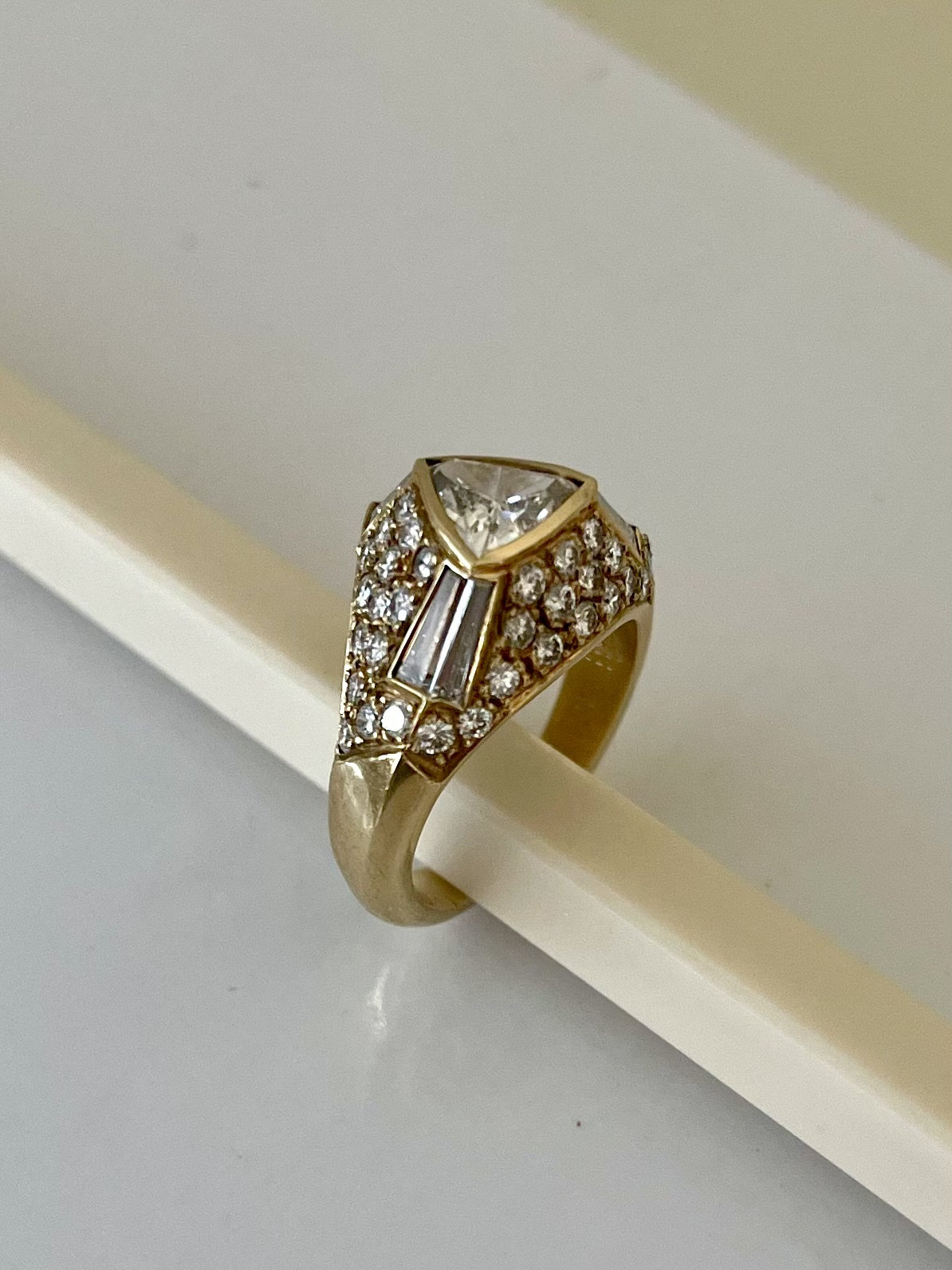 Custom Designed Diamond Engagement Ring With Fancy Shaped Trillion ...