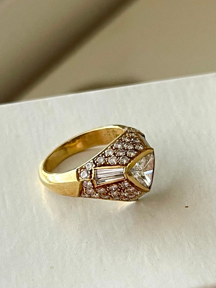 Custom Designed Diamond Engagement Ring With Fancy Shaped Trillion ...