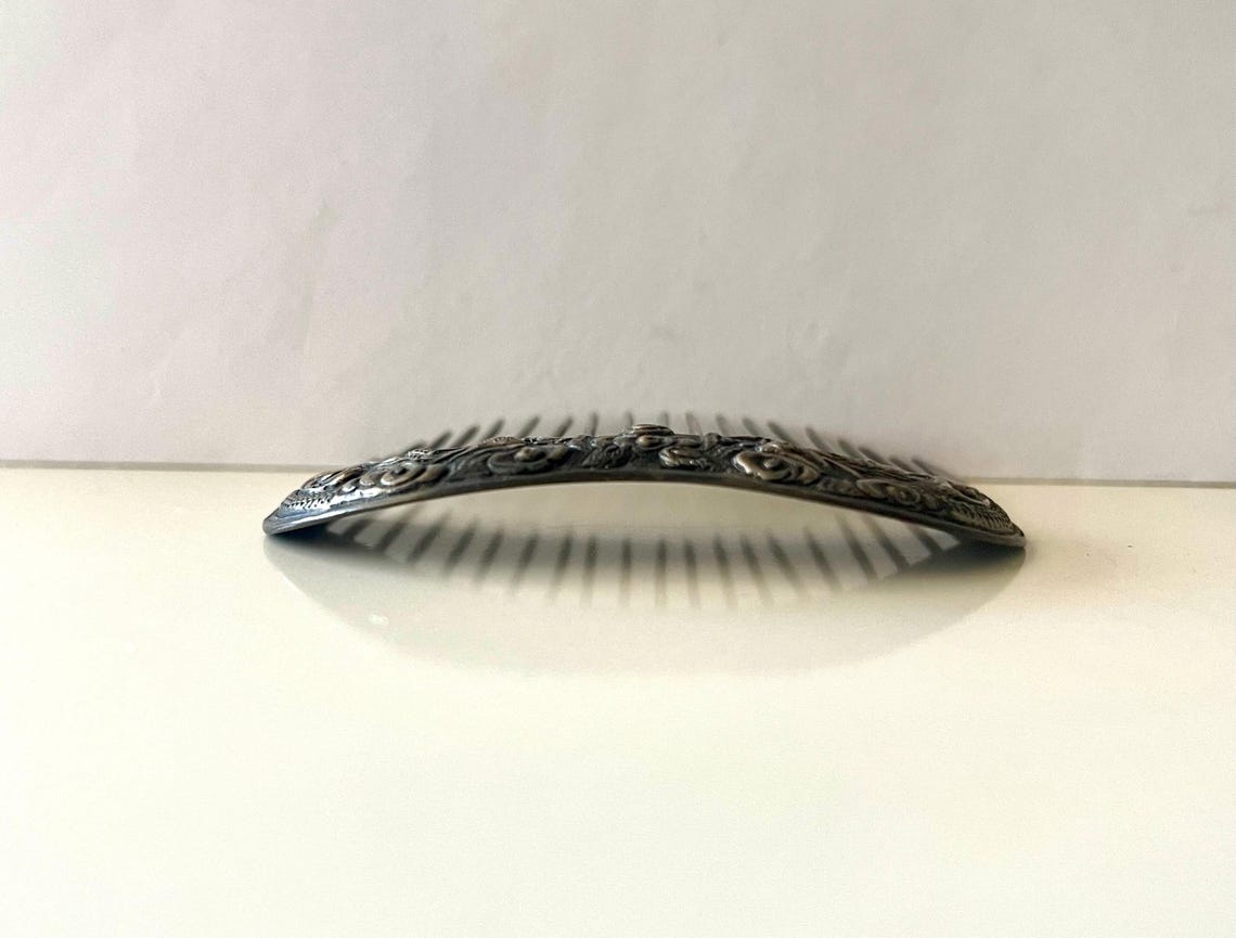 Vintage Chinese Silver Hair Comb With “twin Dragon Playing Pearl” Motif ...