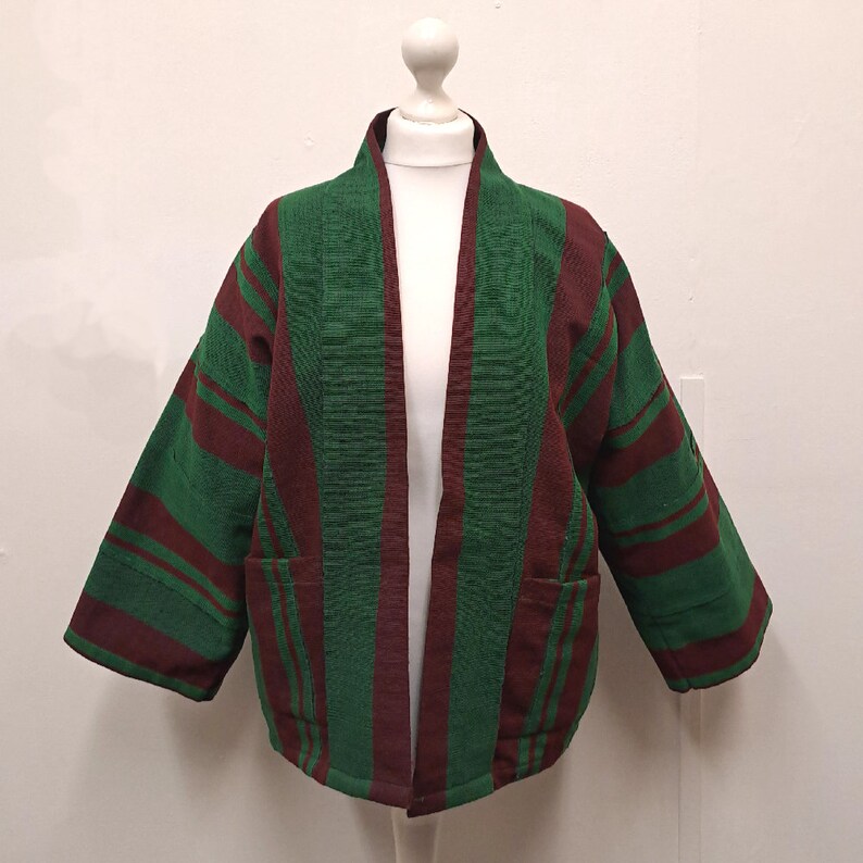 Aso Oke Jacket, Green Kimono Style Jacket, Hapi Jacket, Japanese Style ...