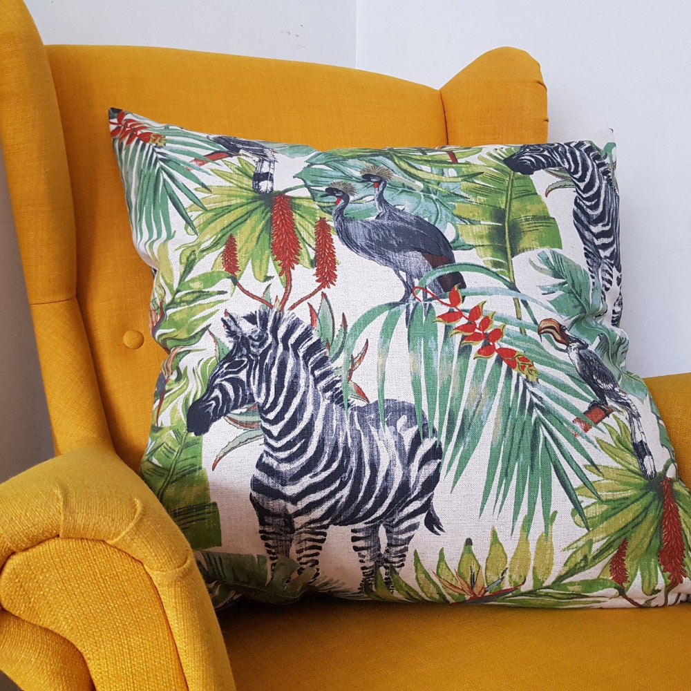 Large Tropical Print Throw Pillow, African Animal Print Cushions ...