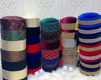 Igwe Odogwu African Chieftaincy Igbo Ozo Cap, African Men's Velvet Cap ...